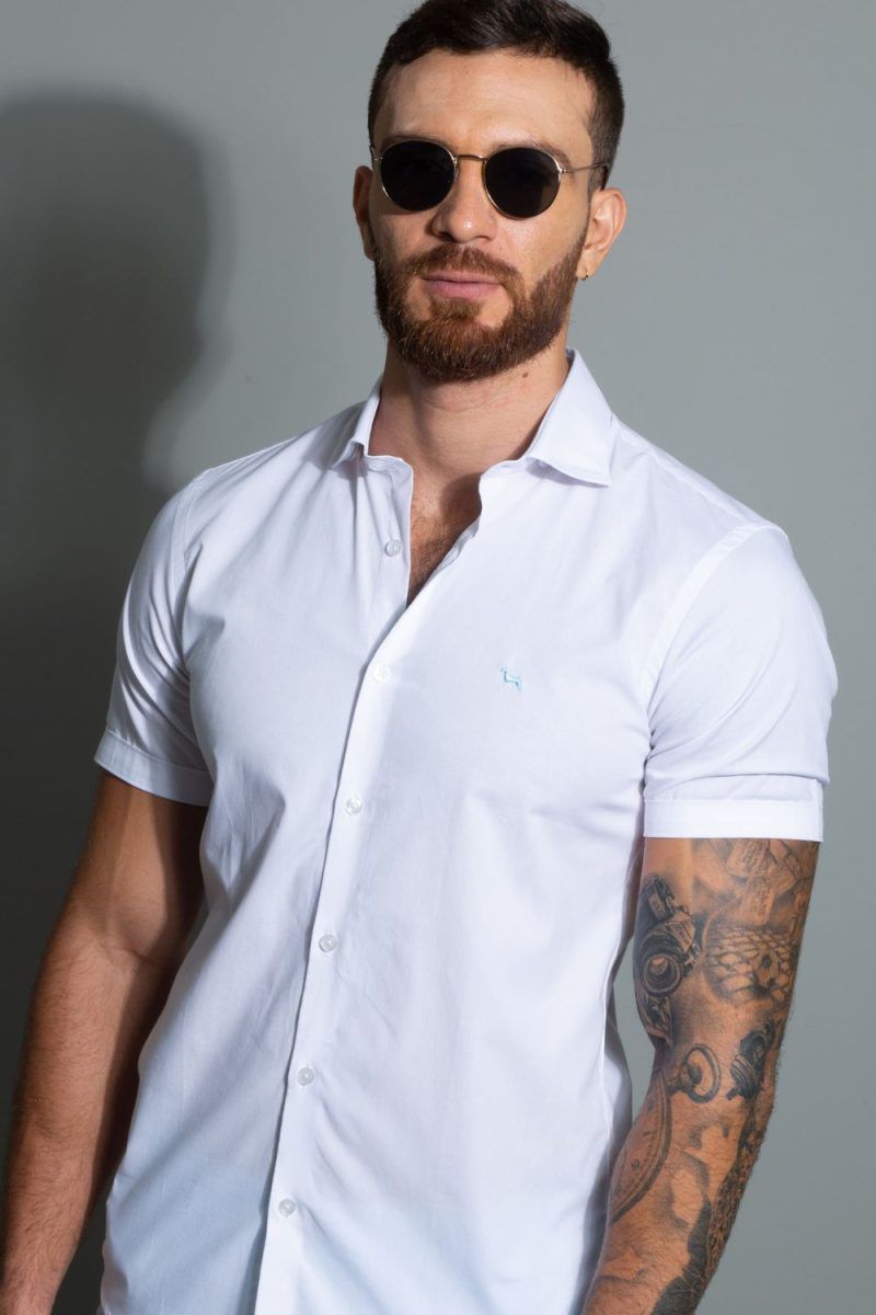 Camisa Manga Corta Blanca (Slim Fit) – Victor